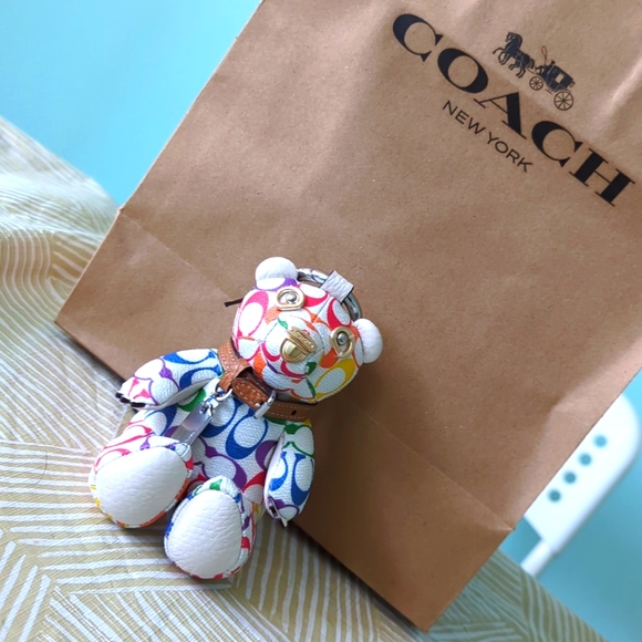 Coach | Accessories | New Last One Coach Rainbow Pride Cc Logo Mini Bear Keychain | Poshmark